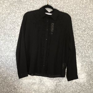 Zara | Tops | Nwt Zara Embroidered Dotted Mesh Sheer Shirt M | Poshmark